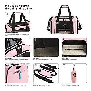 ROSEBB Cat Carrier Dog Carrier Pet Carrier Cat Bags for Small Medium Cats Dogs Puppies of 15 Lbs,of Airline Approved Small Dog Bag Soft Sided,Collapsible Travel Puppy Carrier (Medium, Pink)