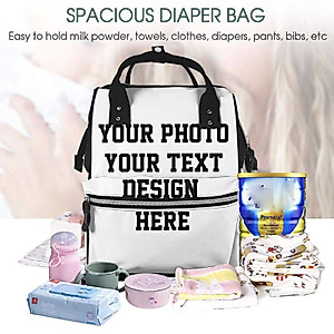 Adaptor Personalized Diaper Bag Custom Diaper Backpack with Picture/Text Waterproof Mummy Backpack for Mom, Outdoor, Travel