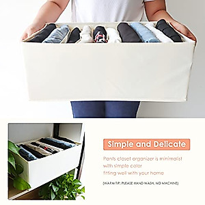 LEEFONE Large 10 Grids Wardrobe Clothes Organizer Jeans Organizer Closet Drawer Clothes Organizer Storage Box for Pants, Shirt, Coat, Sweaters, Sturdy PP Board Support Foldable Washable (1 PC, White)