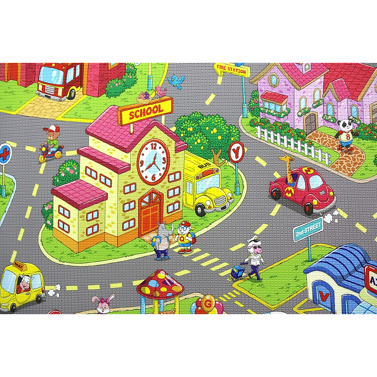 Baby Care Play Mat - Playful Collection - Play Mat for Infants – Non-Toxic Baby Mat – Cushioned Baby Mat Waterproof Playmat – Reversible Mat (Medium, Zoo Town)