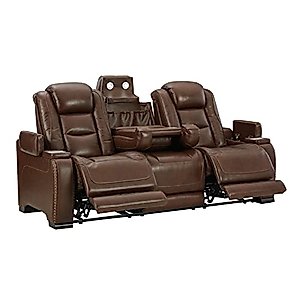 Signature Design by Ashley The Man-Den Reclining Sofa, Mahogany
