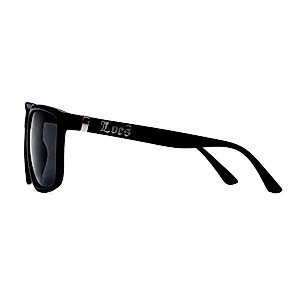 Locs Gangster Oversized Rectangular Horn Rim Sunglasses All Black, mens