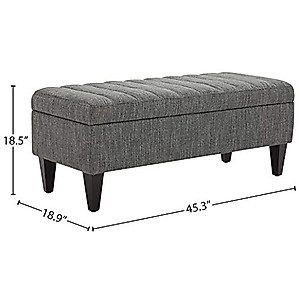 Amazon Brand – Rivet Maple Channel Tufted Upholstered Rectangular Storage Ottoman with a Soft-Close Hinge, 45.3"W, Dark Grey