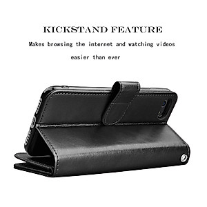 NJJEX Wallet Case for iPhone SE 2020/SE2, for iPhone 8/iPhone 7 Case, [9 Card Slots] PU Leather Credit Holder Folio Flip [Detachable] Kickstand Lanyard Magnetic Phone Cover for iPhone SE 2nd [Black]