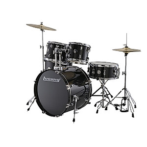 New Ludwig LC170 Accent Fusion Complete 5 Piece Drum Set Kit with Hardware & Cymbals (Black)