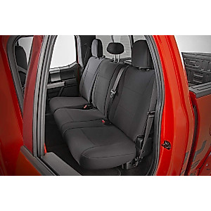 Rough Country Neoprene Rear Seat Covers for Ford F-150 (2015-2023)/Super Duty F-250/F-350 (2017-2023) - UV & Water Resistant, Foam Padded - Rear Set (No Fold-Down Armrest in Rear)