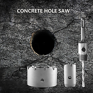 RVIQI 6PCS Concrete Hole Saw Set,Tungsten Steel SDS Plus Shank Masonry Wall Hole Opening Drill Bits for Brick, Concrete, Cement Stone