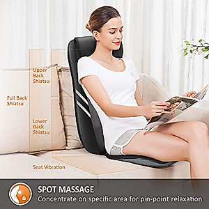 Snailax Back Massager with Heat,Shiatsu Massage Seat Cushion,8 Flexible Nodes Massage for Full Back Massage Chair Pad,Chair Massager for Office,Home Use