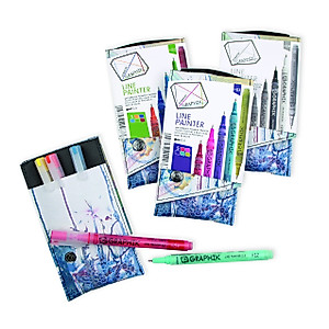 Derwent Graphite Pens, Graphik Line Painter Colored Pens, Palette No.1, 5 Pack (2302230)