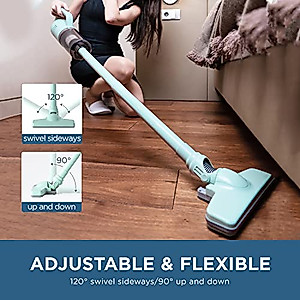 KEROMEE Corded Stick Vacuum Cleaner, 12kpa Powerful Suction Handheld Vacuum Cleaner with Crevice Tool, Small Vacuum Cleaner for Hardwoods, Pet Hair, Carpets, Staircases, and Sofas