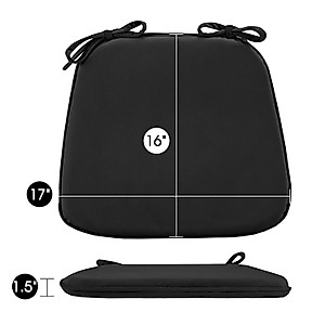 Basic Beyond Kitchen Chair Cushions Set of 4, U Shaped Memory Foam Chair Cushion with Ties, 17 x 16 inches Soft Plush Velvet Chair Pads for Dining Chairs(Black)