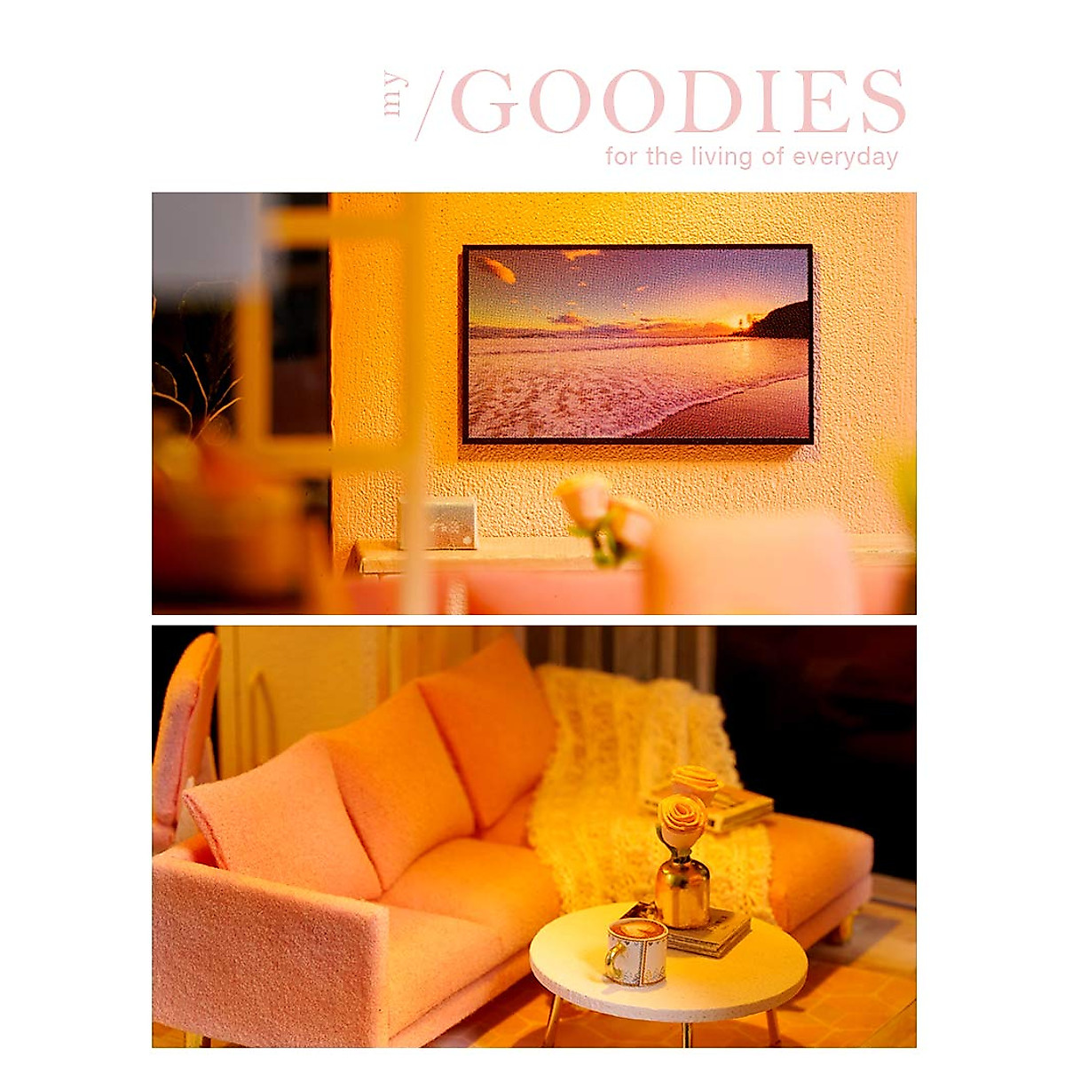 Flever Wooden DIY Dollhouse Kit, 1:32 Scale Miniature with Furniture, Dust Proof Cover, Creative Craft Gift with The Nordic Apartmen for Lovers and Friends (Warm The Heart of Life)