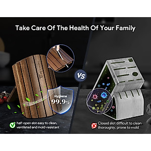 SYOKAMI Knife Set 7 Piece Japanese Style Kitchen Knife Set With Foldable Magnetic Acacia Wood Block Sharp High Carbon Stainless Steel Knives Set for Kitchen with Anti-slip Ergonomic Handle