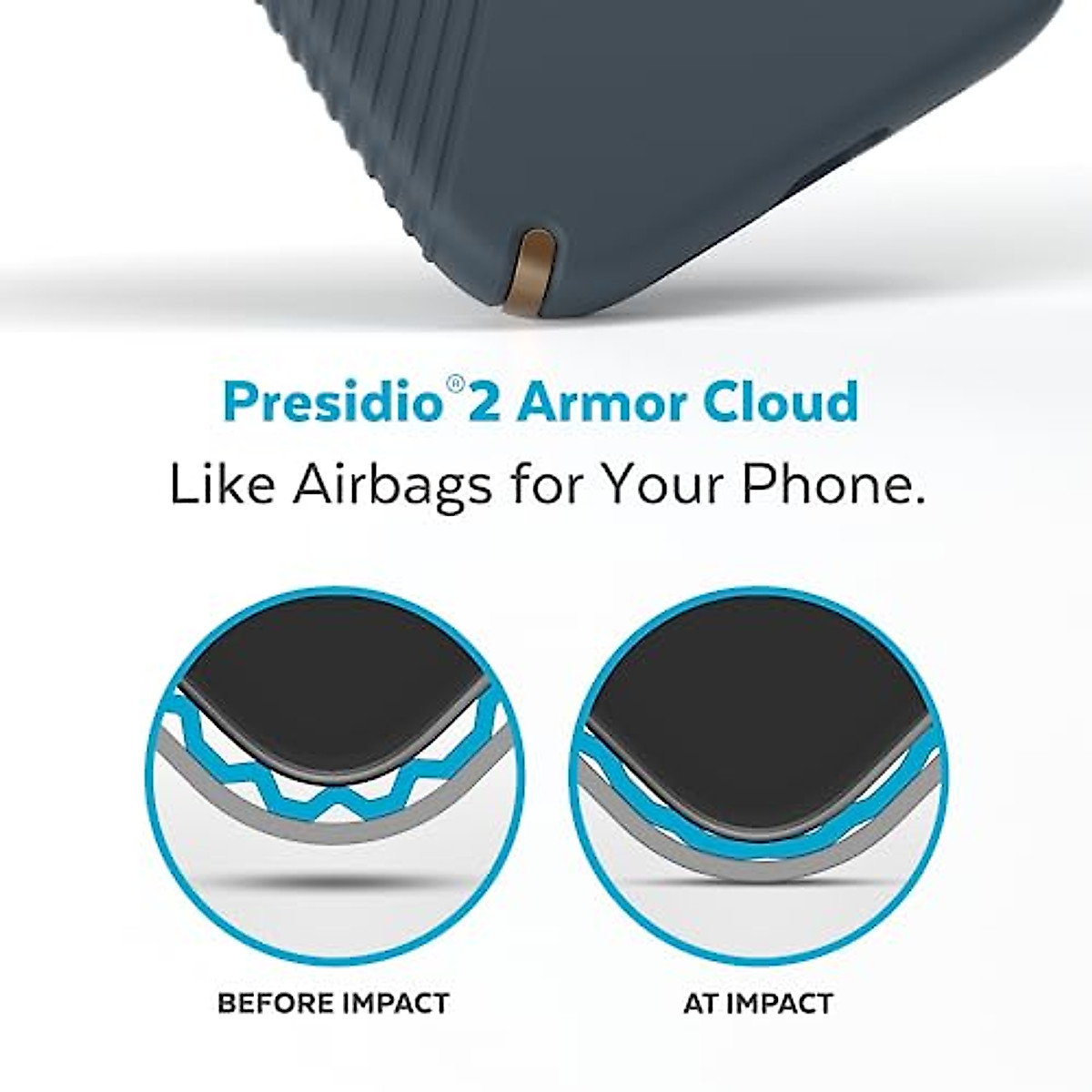 Speck iPhone 14 Pro Case - Drop Protection, Scratch Resistant, Dual Layer Slim Phone Case for 6.1 Inch iPhones 14 Pro - Built for MagSafe - Presidio2 Grip - Charcoal/Cool Bronze/White