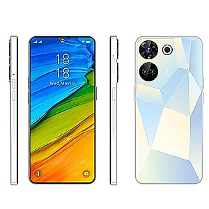 Echoamo 5G Unlocked Cell Phones, 6G+128GB Dual Sim Mobile Phone,U20 Smartphone Unlocked with Pen, 7.3 inch Waterdrop Screen Version Android Phone 48+108MP, 7300mAh,Fingerprint Lock&Face ID (White)