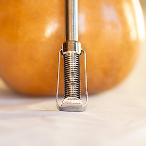 Circle of Drink - Handcrafted Natural Yerba Mate Gourd (Calabash Mate Cup) with Alpaca Steel Brim - with Stainless Steel Bombilla (Mate Tea Straw)