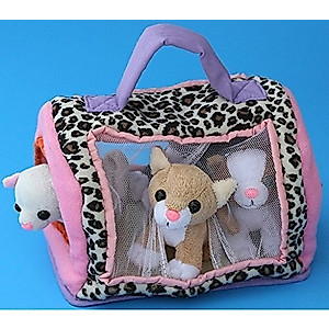 Plush Kitty Cat Carrier with 4 Meowing Kittens | Plush Animal Toy Baby Gift | Toddler Gift (Cat Carrier)