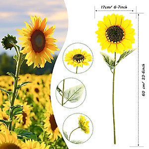 9 Pieces Artificial Silk Sunflowers with Long Stem Artificial Silk Sunflower Bouquet Long Stem Fake Sunflowers Bouquet Fake Sunflowers Decorations for Home Wedding Birthday Garden Decoration