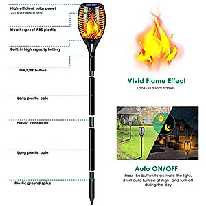 TomCare Solar Outdoor Lights 99 LED Higher & Larger Flickering Flame Solar Torch Lights 43" Waterproof Outdoor Lighting Solar Powered Pathway Lights Landscape Decoration for Garden Patio Yard, 4Pack