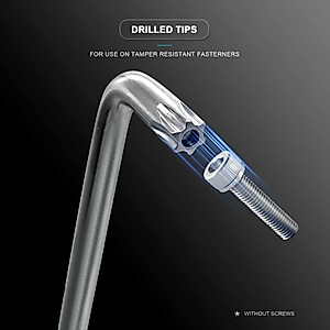 HAUTMEC Star Key Wrench Set, 9-Piece Torx Star Wrenches- Chrome Vanadium Steel and Drilled tips for Tamper Resistant Fasteners, HT0222-SS