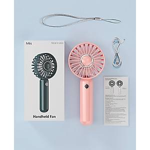 RNKRUN Portable Mini Fan, HandHeld Small Personal Battery Operated Fan Quiet usb Rechargeable 3 Speed makeup Lash Fan for Outside Travel Patios Indoor Shop Women Men Kids Girl Eyelash, pink