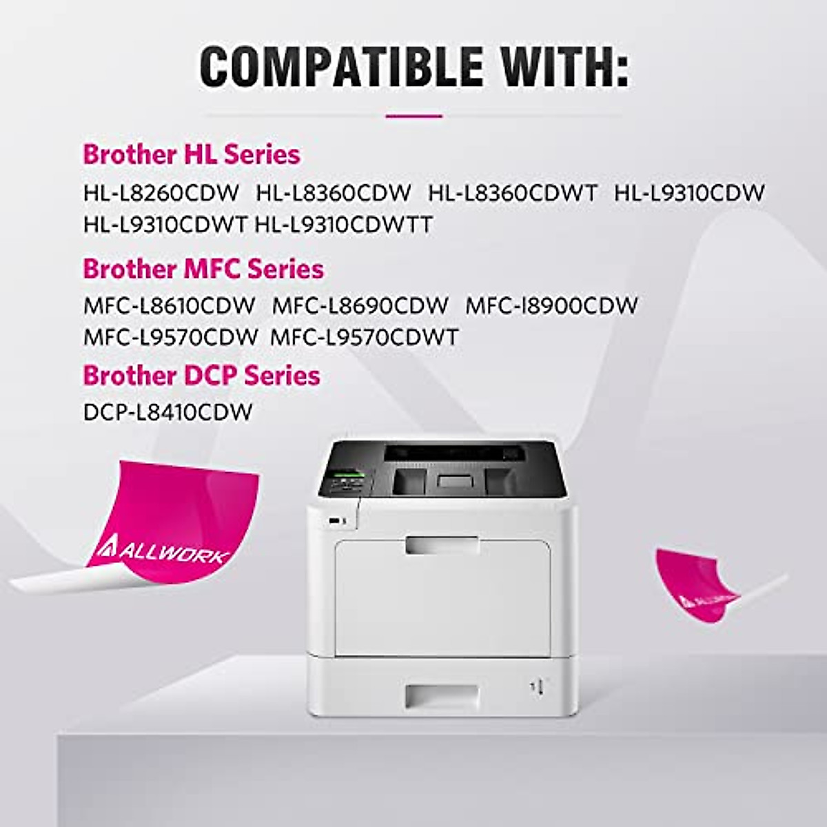 ALLWORK Compatible TN-433 Toner Cartridge Replacement for Brother TN433 TN431 TN433BK Toner Cartridge Works with Brother Color HL-L8360CDW MFC-L8610CDW MFC-L8900CDW Printer (Black Cyan Magenta Yellow)