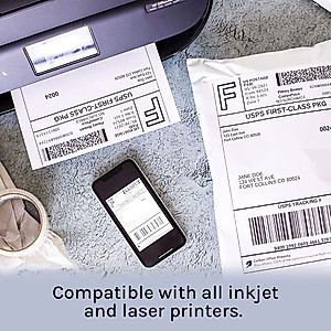 Premium Label Supply White Sticker Full Sheet Shipping Labels – 8.5" x 11" – Laser/Inkjet Compatible – (1 Label/Sheet), 25 Sheets - Letter Size