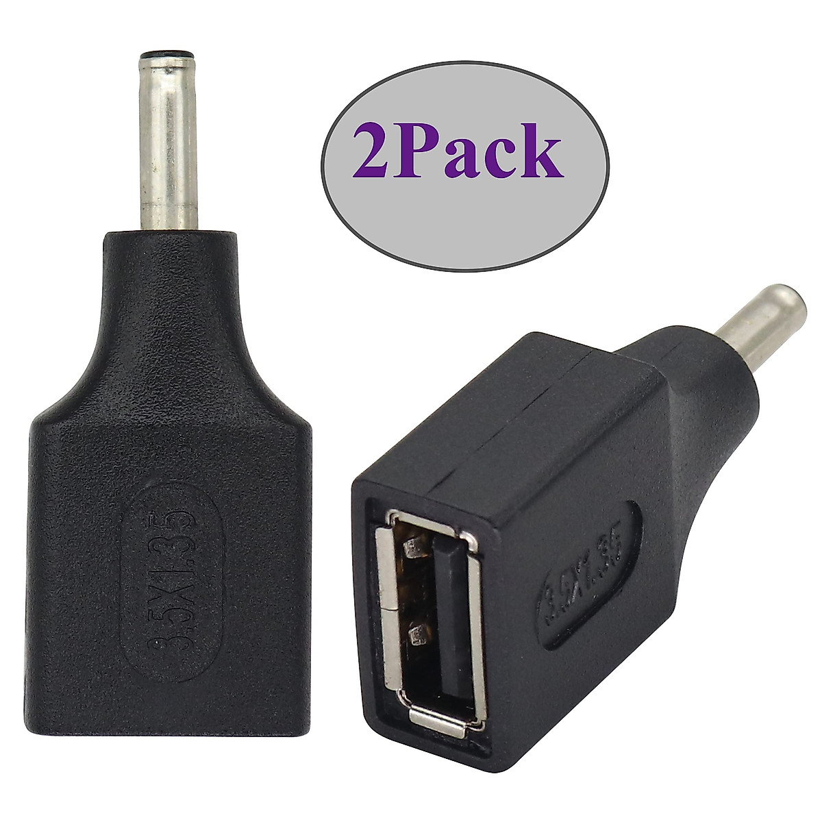 AAOTOKK (2 Pack USB to DC 3.5×1.35mm Power Adapter 5 Volt USB 2.0 A Female to DC 3.5 × 1.35 mm Male Jack DC 5V Barrel Power Plug Charger Cord Connector for 5 V DC or USB Charging Device(F/3.5×1.35)