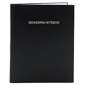 BookFactory Engineering Notebook - 96 Pages (.25" Engineering Grid Format), 8 7/8" x 11 1/4", Engineering Lab Notebook, Black Cover, Smyth Sewn Hardbound (EPRIL-096-LGS-LKT4-R1)
