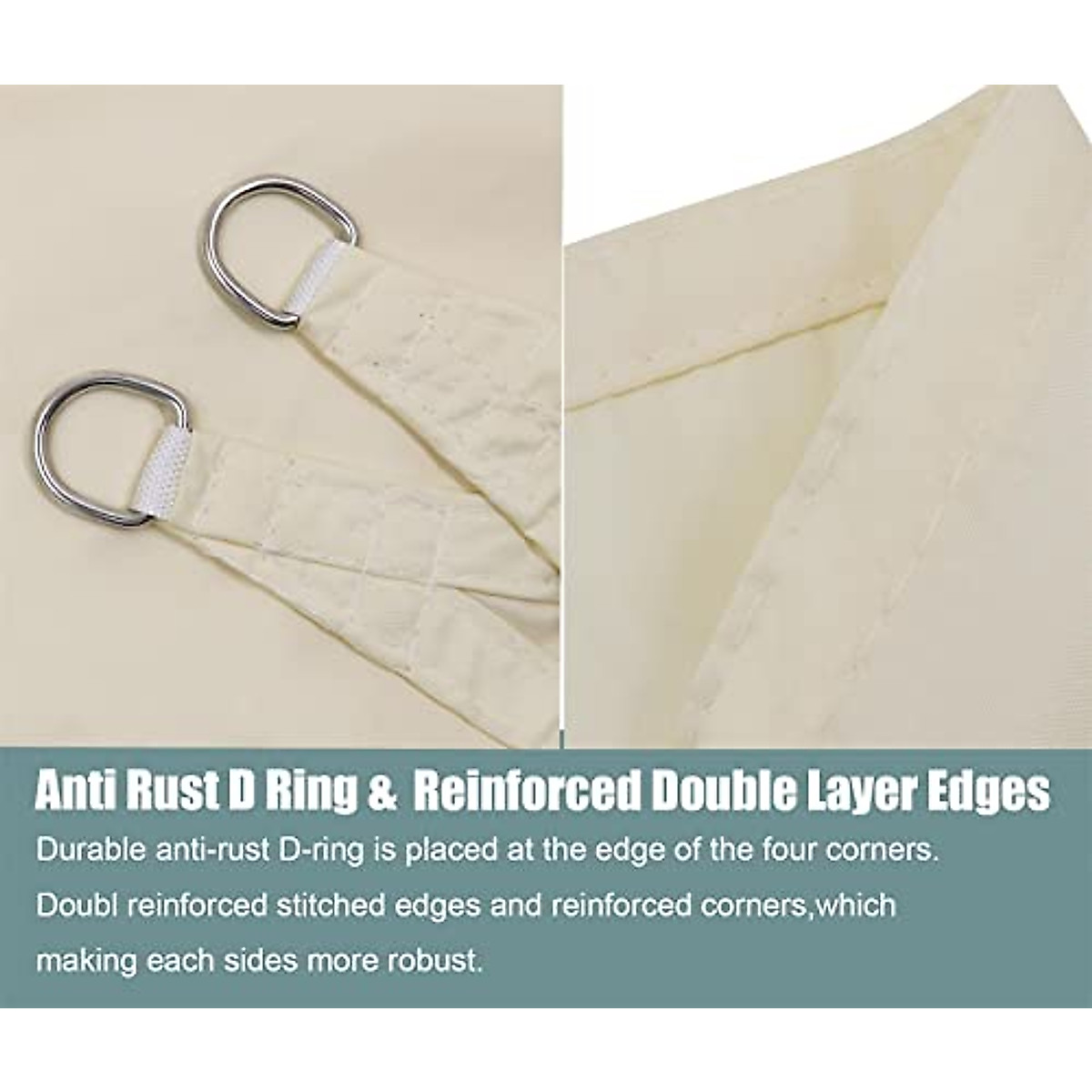 Insun 95% Sunscreen Anti UV Water Resistance Oxford Cloth Rectangle Sun Shade Sail Awning Shade for Outdoor Garden Patio Party White 6.5'x10'