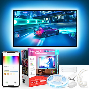 Sengled Smart TV LED Backlights for 45-75 inch TVs, 8 PCS Segmented Strip Lights, Work with Alexa Google Home, Music Sync Wi-Fi RGB Ambient Lighting, Grouping, Adjustable Length, 25,000 Hours