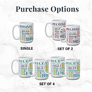 Let's Make Memories Personalized Your Name Signature Mug - Custom 15oz Coffee Mug - Pink/Teal