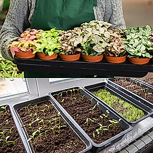 YTKD (10 Pack) 1020 Plant Growing Trays Extra Strength Durable Black Plastic Growing Trays for Seeds Seedlings Cloning Indoor Gardening, Sprouts and Microgreen(Without Drain Holes)