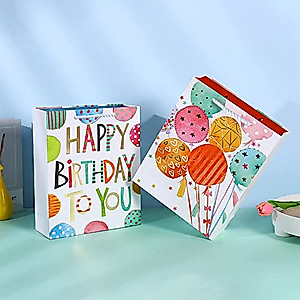 OfficeCastle 4 Pack Large Birthday Gift Bags with Tissue Paper (Rainbow Polka Dots)