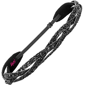 Hipsy Women's Adjustable Cute Fashion Bling Glitter Headband Braid Hairband Multi Pack (3pk Gold/Black/Silver Braided Bling Glitter)