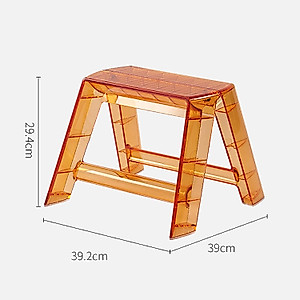 HM&DX Acrylic Folding Protable Step Ladder,Step Stools for Adults,1 Steps Adults,Small Foldable Chaie,Transparent Stool for Indoor Outdoor Library Kitchen(39.2 * 39 * 29.4cm, Transparent)