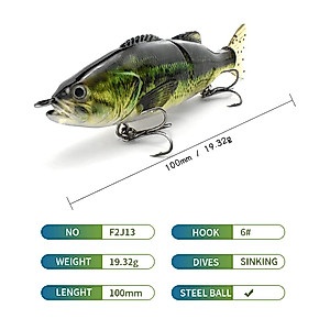 ODS Lure Glide Bait with PVC Tail Sinking Fishing Tackle Set for Bass Trout Shad Perch Pike (Set 1)