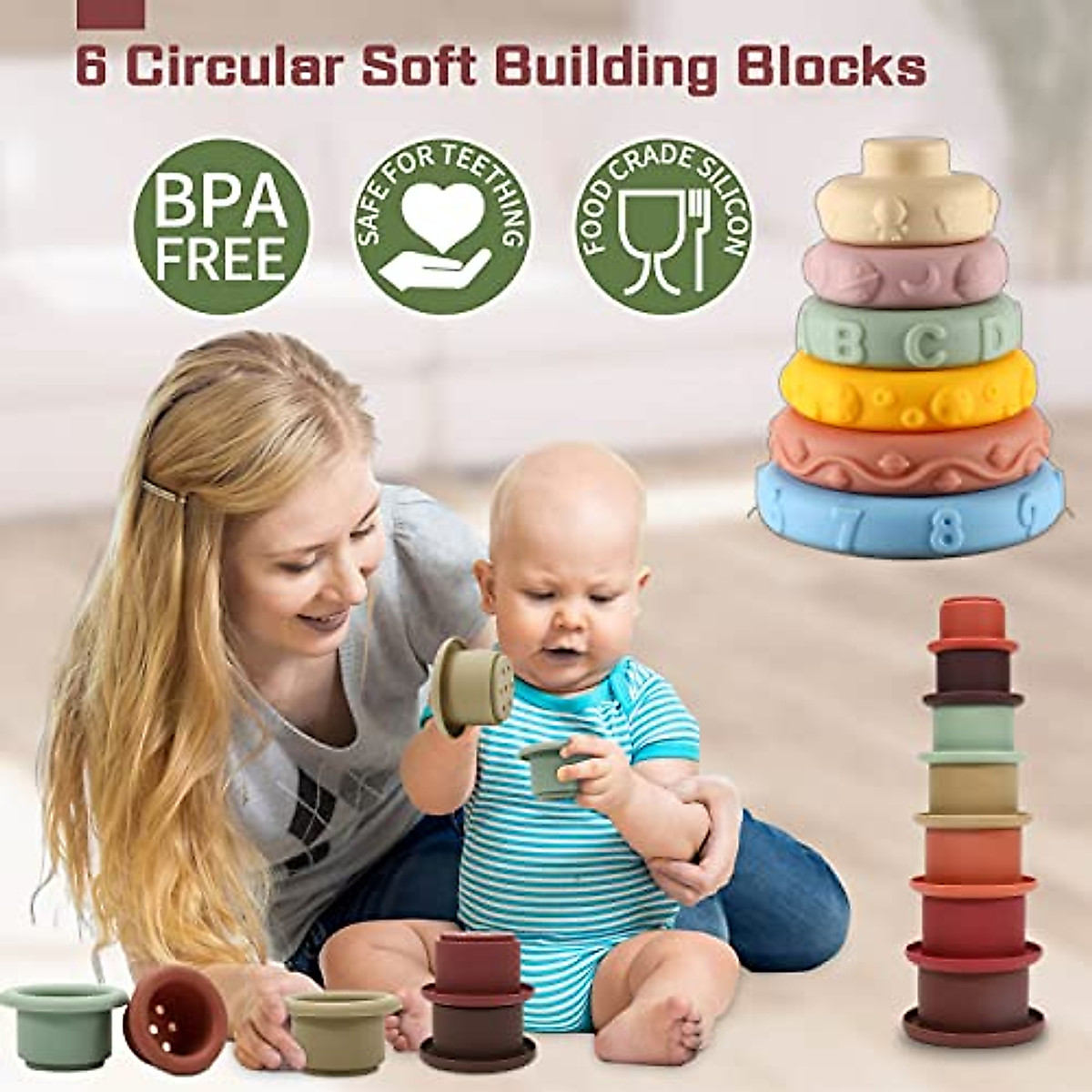 AZEN Baby Toys 0-3 Years, Toddler Toys Age 1-2, (6-in-1) Baby Toys for Babies 1 2 3 Year Old, Infant Toddler Newborn Toys, Learning Educational Preschool Toys