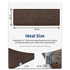Floral Kitchen Floor Mats Cushioned Anti Fatigue for House 1/2 Inch Thick Non-Slip Kitchen Rugs and Mats Foam Standing Mat in Front of Sink, Office