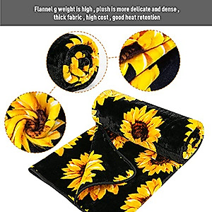 Jekeno Sunflower Gifts Blanket, Double Sided Print Throw Soft Warm Lightweight Blanket for Women Birthday Christmas, Home Living Room Decor Black 50"x60"