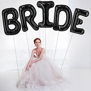 Black Bride Balloons 40 Inch Wedding Balloons Bachelorette Balloons Letter Balloons for Wedding Party Supplies Engagement Party Decoration Bridal Shower Decor Party Balloon Sets-5 Pcs