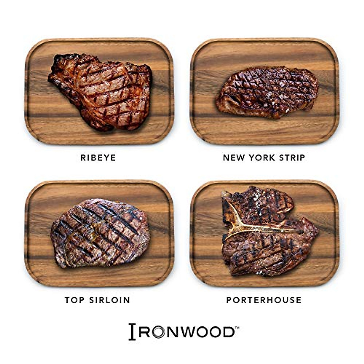 Ironwood Gourmet Small Steak Board, 7.5 x 10.5 x 0.5 inches, Brown