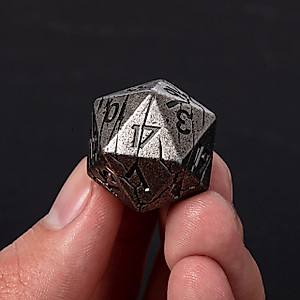 Cracked Iron Ruins Metal Dice + Gold Metal Dice with Blue Cracks