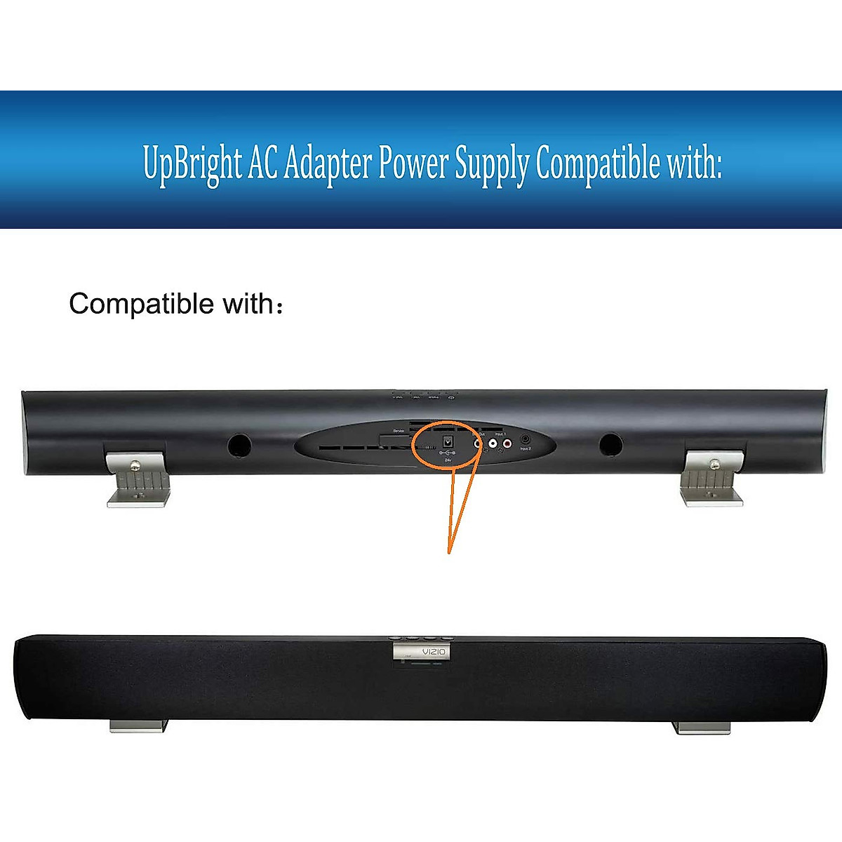 UpBright 24V AC/DC Adapter Compatible with Vizio VSB200 NA VSB205 VSB210 VSB206 B VSB207 VHT210 VHT215 VHT510 SB4021-MA1 SB4020E SoundBar Speaker YJS05-2402500D Ktec KSAS0652400270 2.5A Power Supply