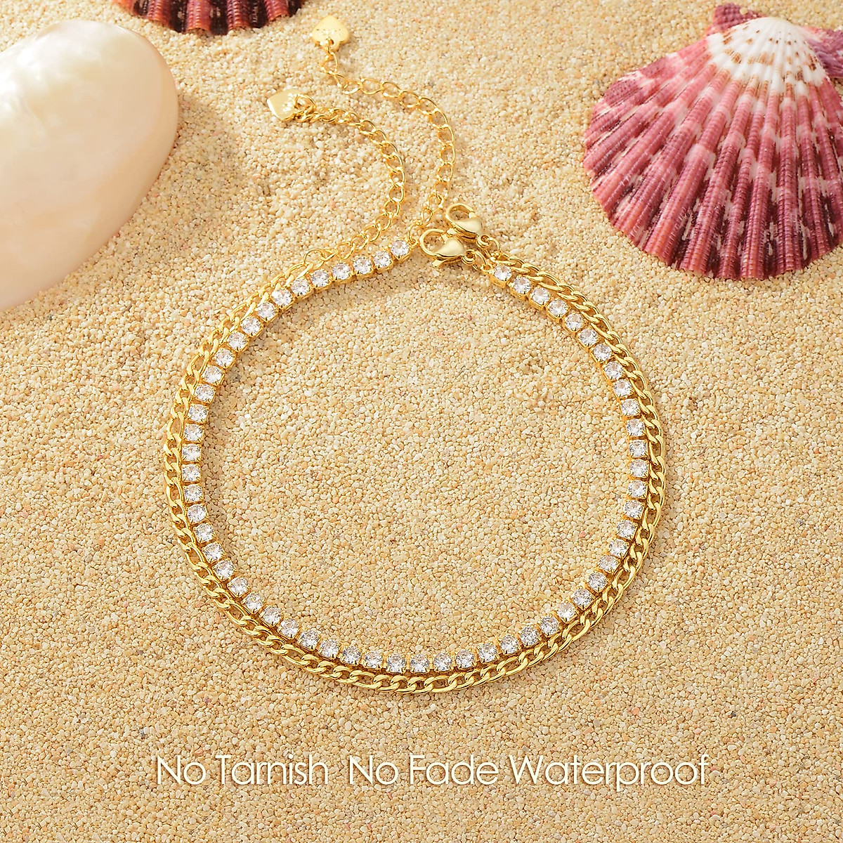 24K Gold Plated Ankle Bracelets for Women Layered Cubic Zirconia Tennis Ankle Bracelets for Women Beach Foot Jewelry Gifts