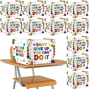 Chuangdi 50 Pcs Desk Dividers Privacy Boards for Student Classroom Test Privacy Folder 13 x 15.7 x 12'' Study Testing Shield Trifold Display Partition Panel Table Cardboard for School Home Office