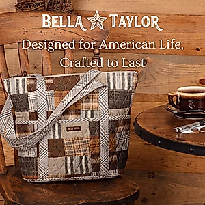 Bella Taylor | Stride Quilted Tote Bag for Women | Shoulder Handbag With 10 Pockets | Cotton Country Patchwork | Rory
