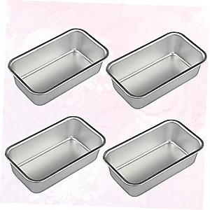 Hemoton 4pcs French Toast Toaster Oven Tray Mini Cake Molds Bread Pan with Lid Baking Pans Cake Tin Kitchen Supplies Household Baking Plate Self Made Small Bread Cake Mold Brownie Silver