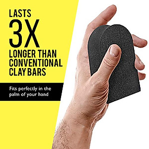 2 Pack - Fine Grade Synthetic Clay Bar Sponge for Car Detailing - Size Large - Lasts 3X Longer Than Traditional Clay Blocks - The Ideal Clay Block Alternative to Speed Through Clay Detailing Like Ma