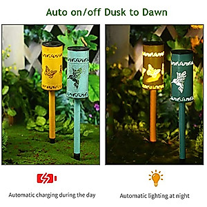 Outdoor solar garden stake lights decorative, outdoor garden lights decor Hummingbirds & Butterfly & owl solar stake lights, outside solar lawn yard gifts decorations/patio lawn and garden ornament